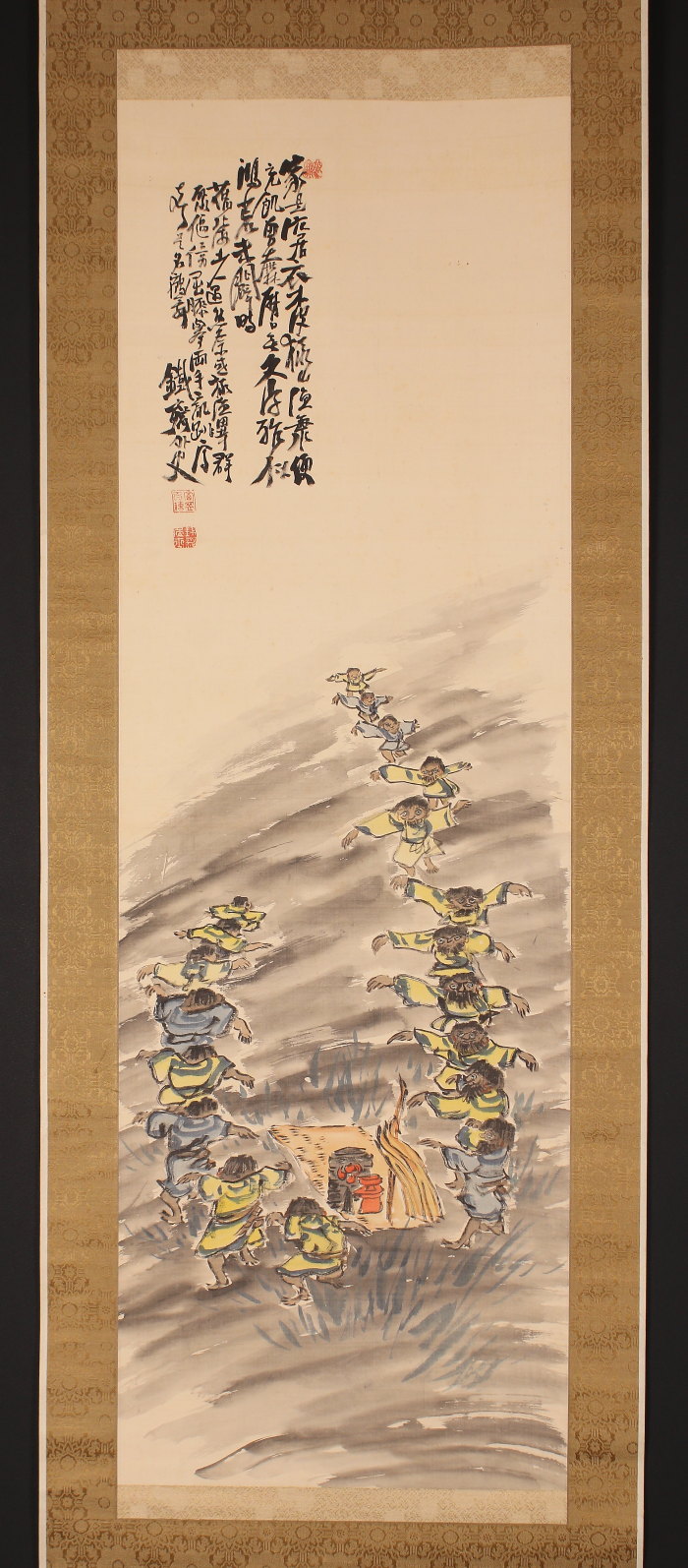 【模写】【伝来】az3704〈富岡鉄斎〉珍品 蝦夷人鶴舞図 アイヌ舞踏 祭図 北海道 共箱 最後の文人画家の落札情報詳細 - ヤフオク落札価格検索 オークフリー